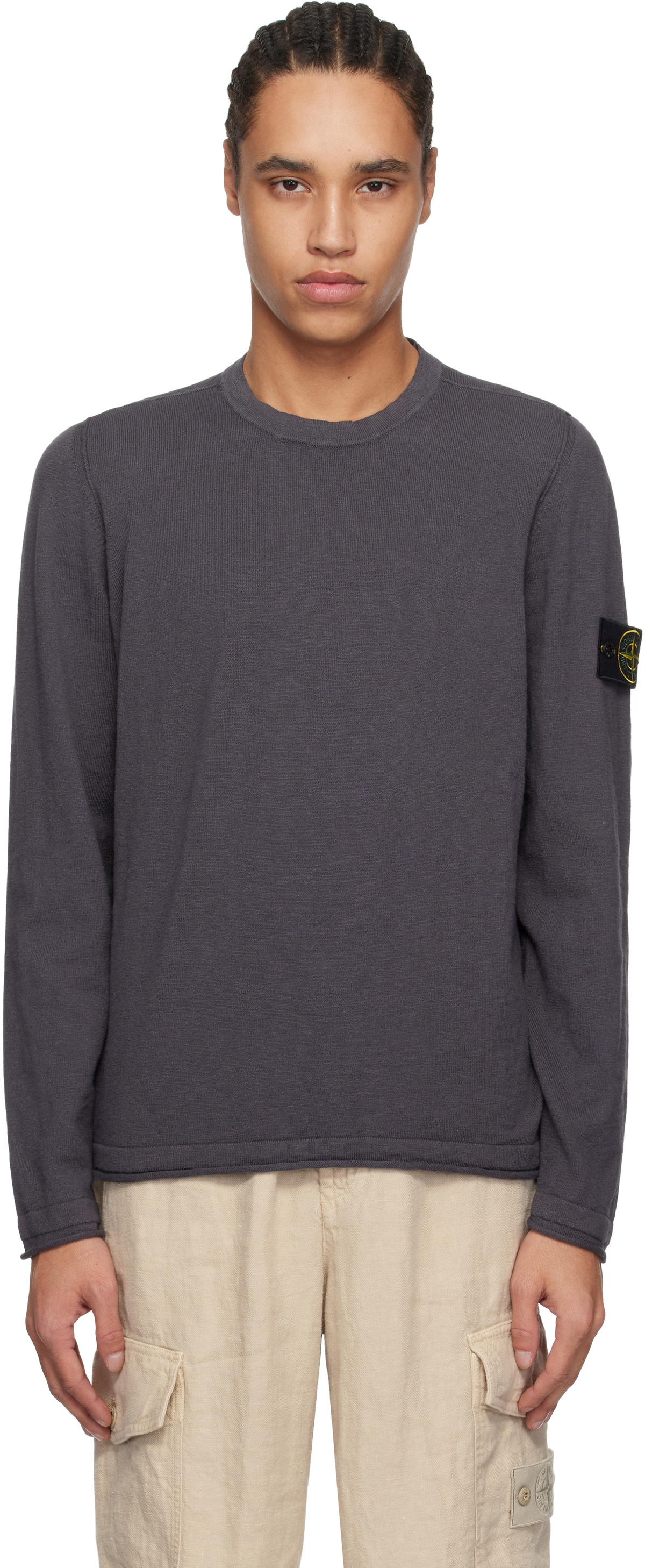 Stone Island Gray Organic Cotton & Nylon Sweater Stone Island