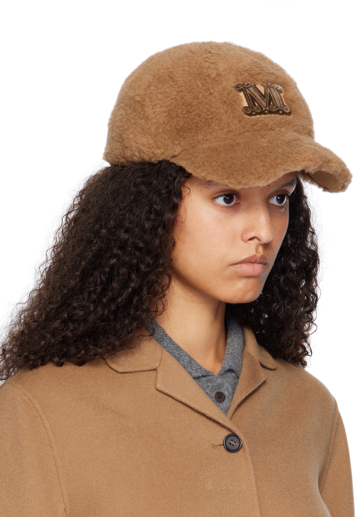 Max Mara Brown Teddy Fabric Cap Max Mara