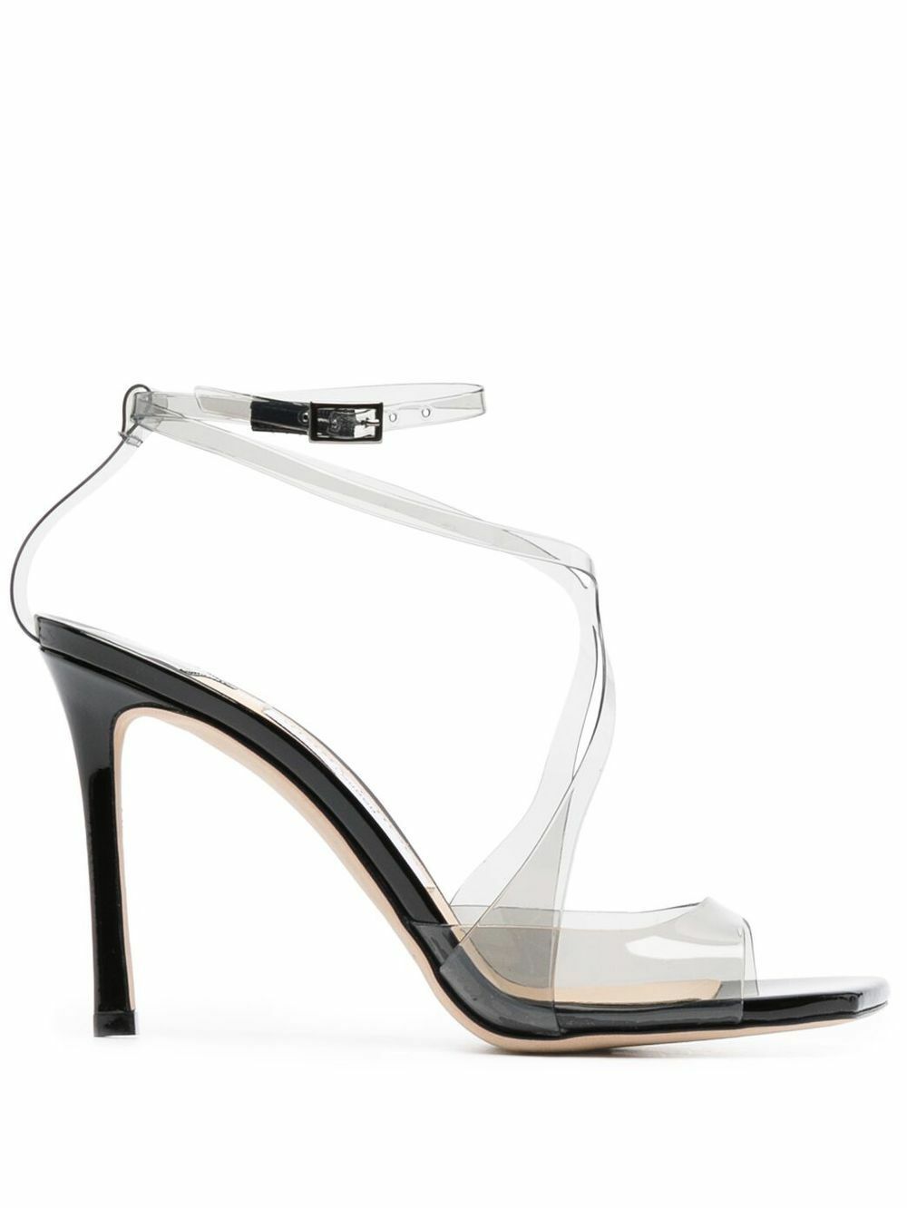 JIMMY CHOO - Azia 95 Patent And Plexiglass Sandals Jimmy Choo