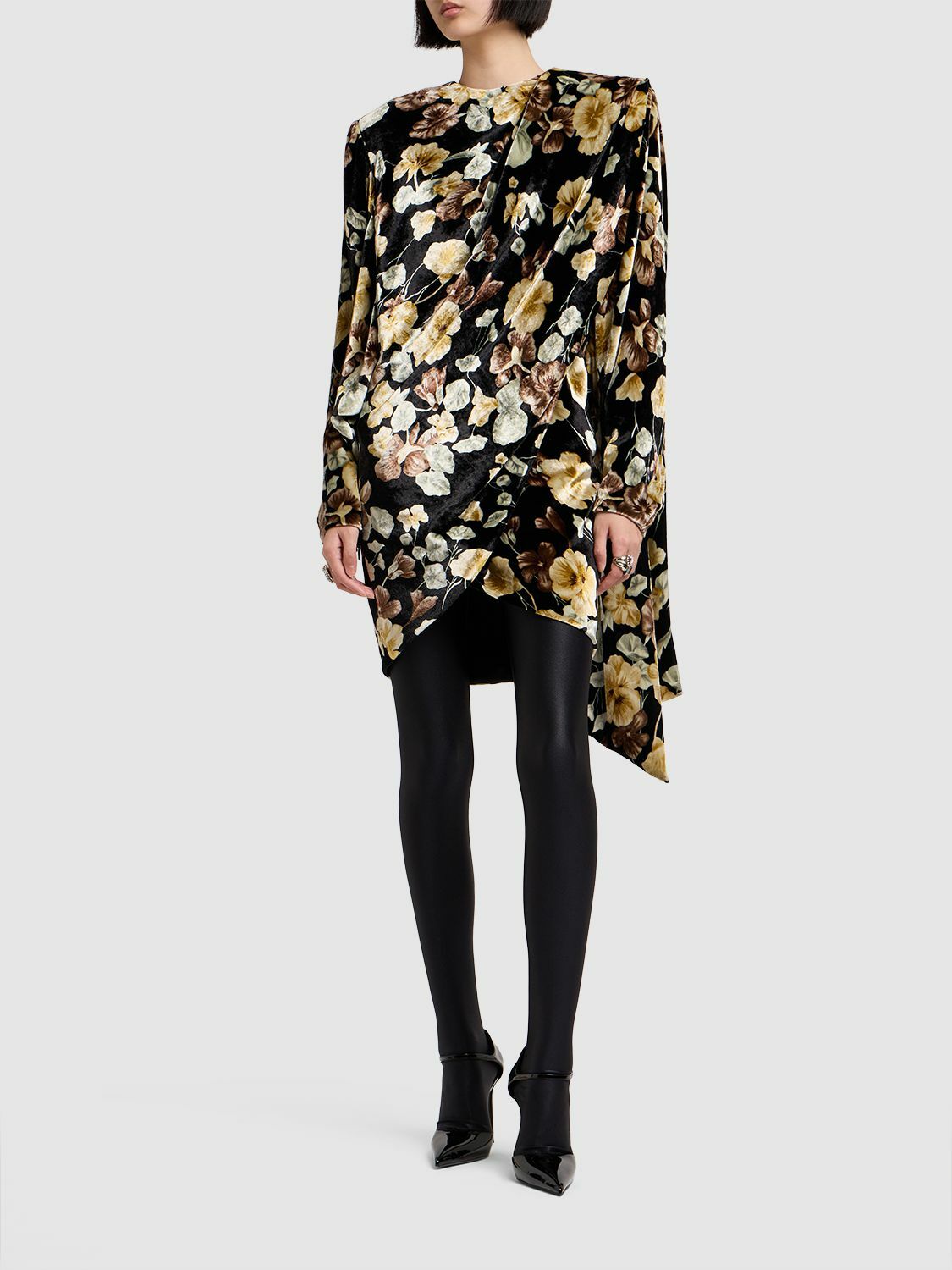 Saint Laurent Asymmetric Viscose And Silk Dress Saint Laurent