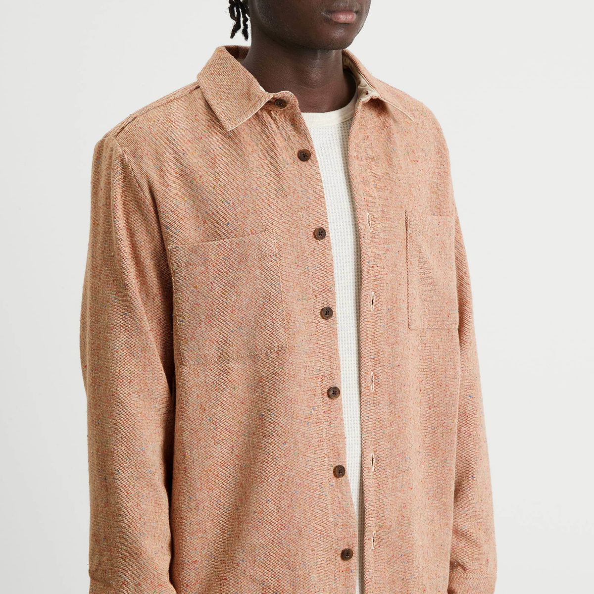Wax London Men's Whiting Wool Fleck Overshirt in Rust/Multi Wax London