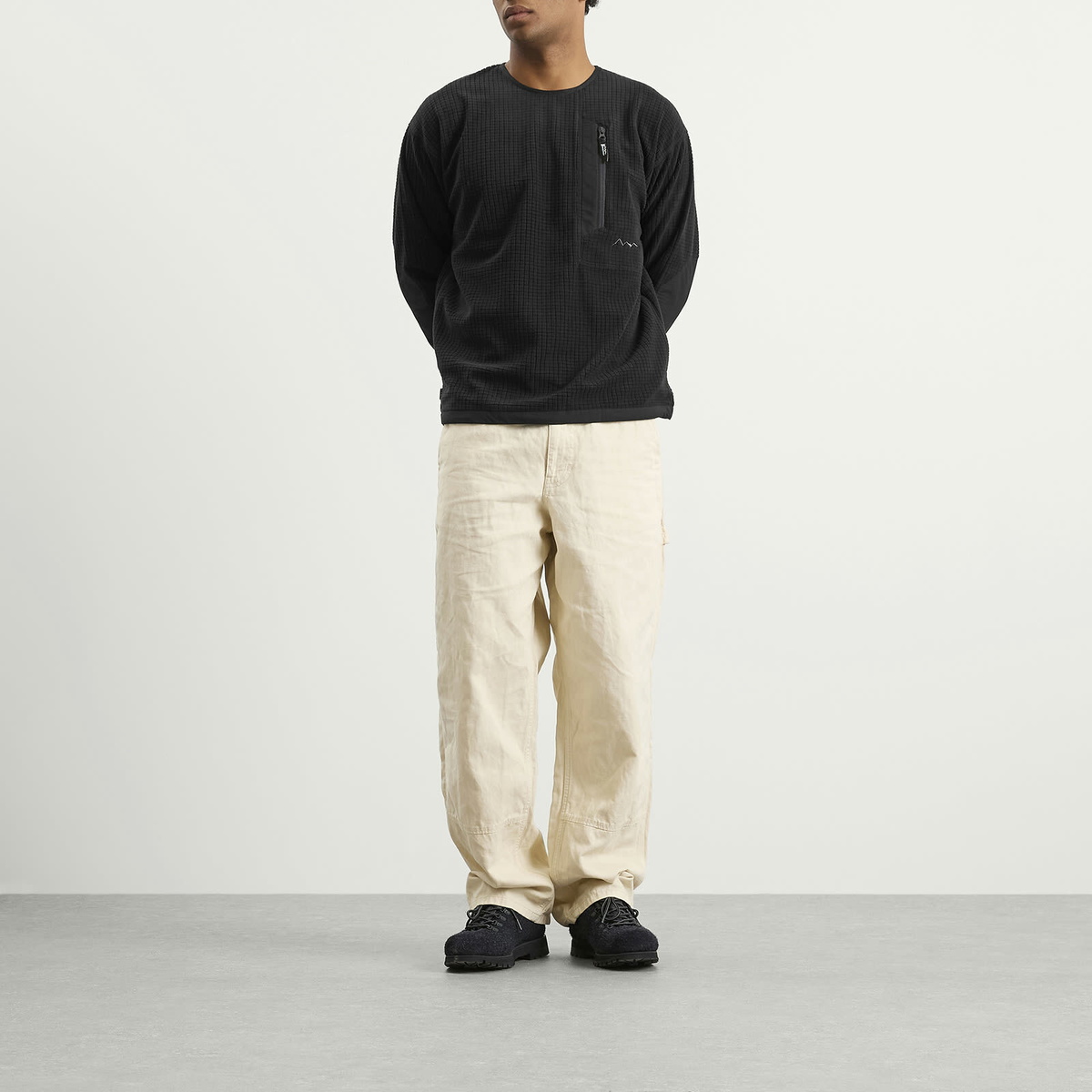 Manastash Men's Grid Fleece Crew Sweat in Black Manastash