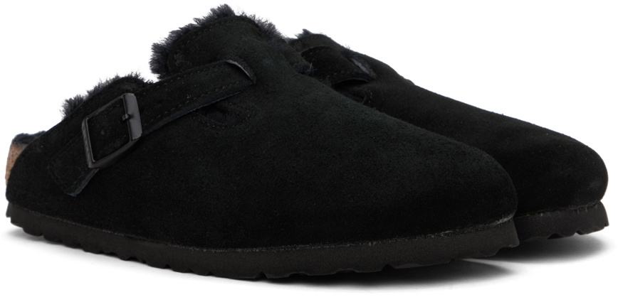 Birkenstock Black Shearling Boston Clogs Birkenstock