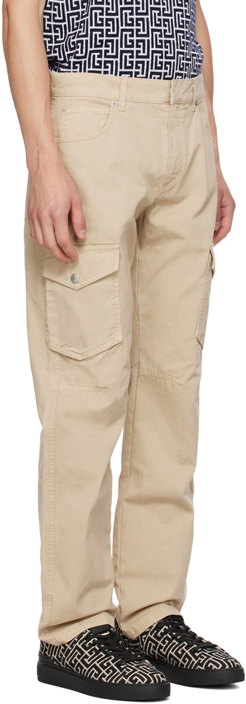Balmain Beige Darted Cargo Pants Balmain