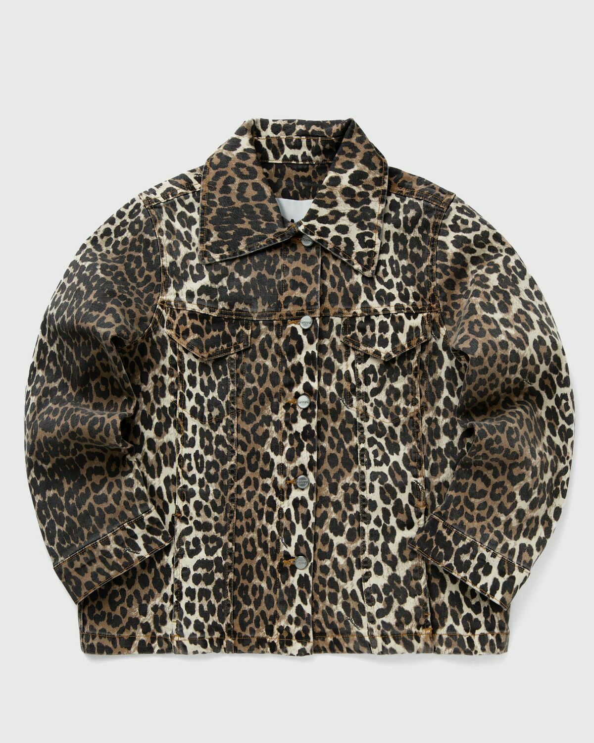 Ganni Print Denim Jacket Brown Women GANNI