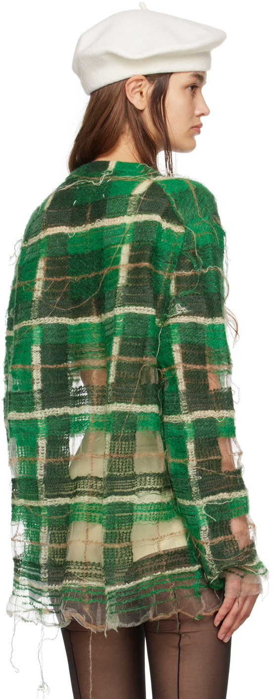 Maison Margiela Green & Yellow Distressed Cardigan Maison Margiela