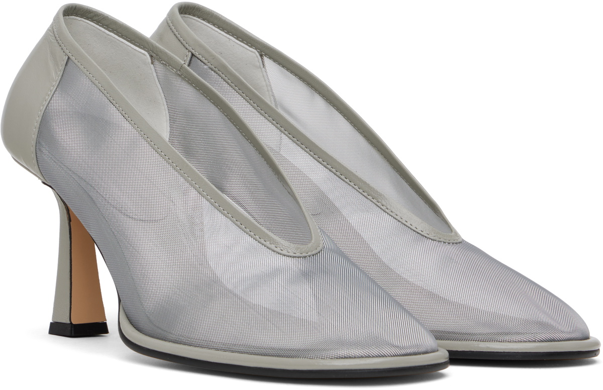 RECTO Gray Poppy Rounded Toe Heels Recto