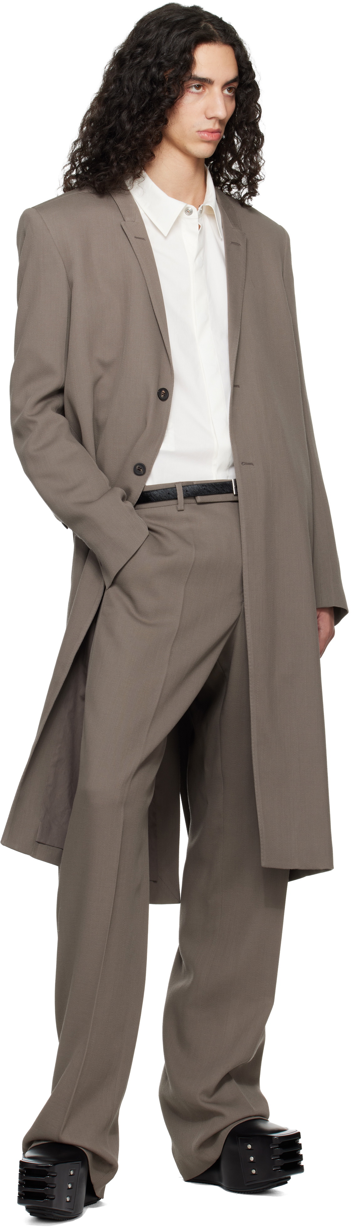 Rick Owens Gray Temple Twisted Wool Concordian Coat Rick Owens