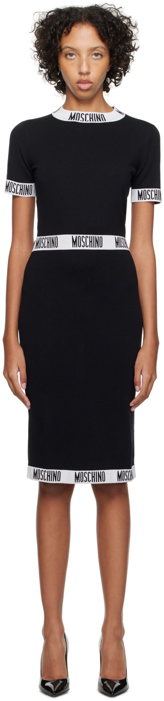 Moschino Black Jacquard Midi Dress Moschino
