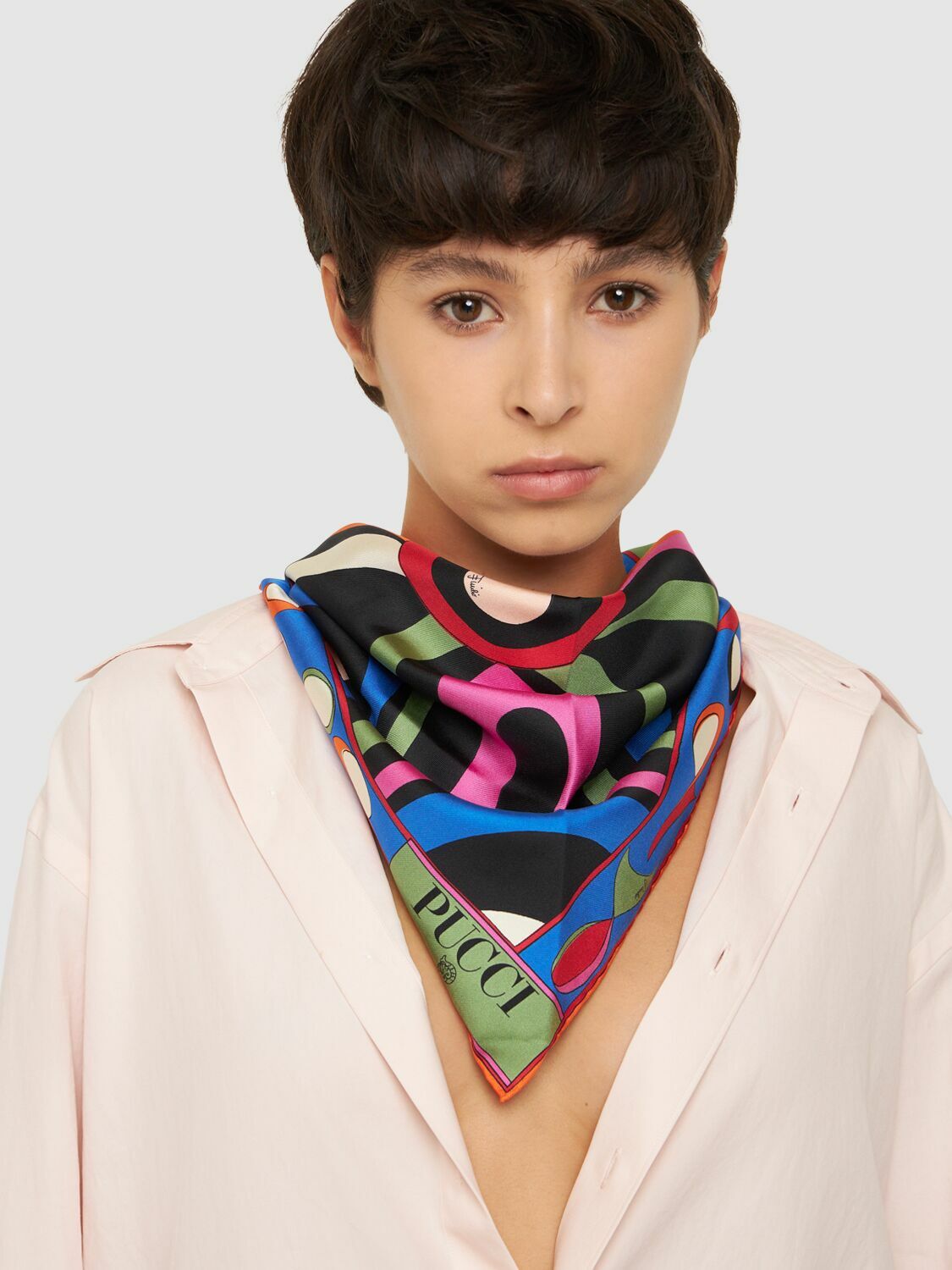PUCCI Triangle Printed Silk Twill Scarf Emilio Pucci