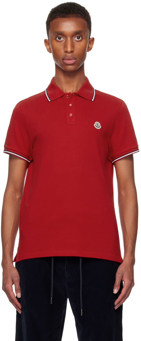 Moncler Red Logo Patch Polo Moncler