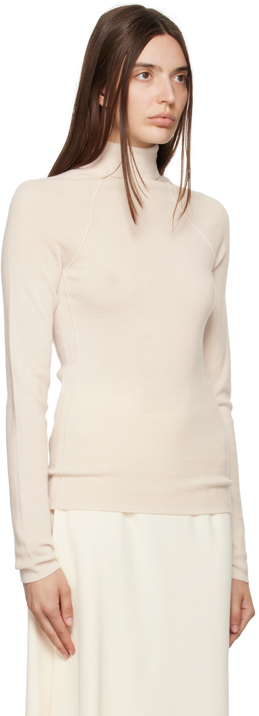 House of Dagmar Off-White Pinched Seam Turtleneck House of Dagmar