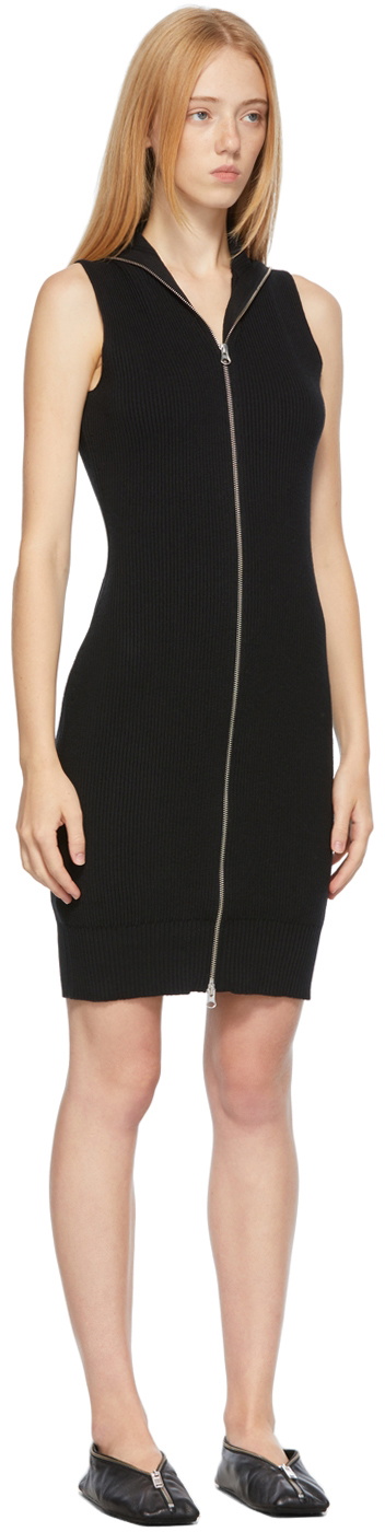 MM6 Maison Margiela Black Knit Zip-Up Dress MM6 Maison Margiela