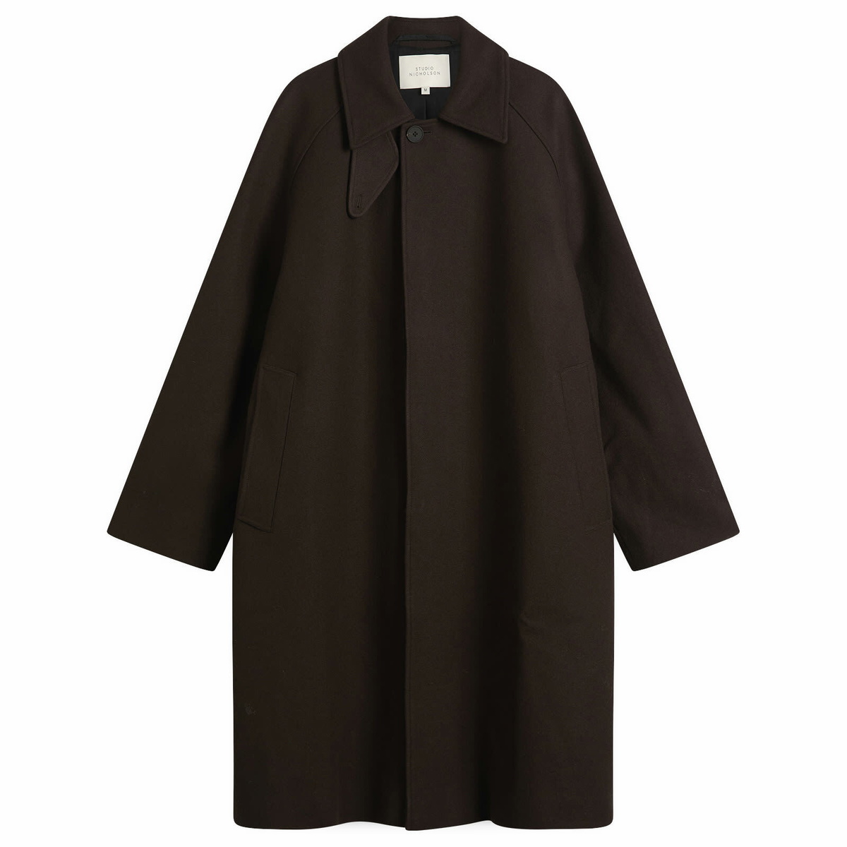 Studio Nicholson Men's Raglan Wool Coat in Espresso Studio Nicholson