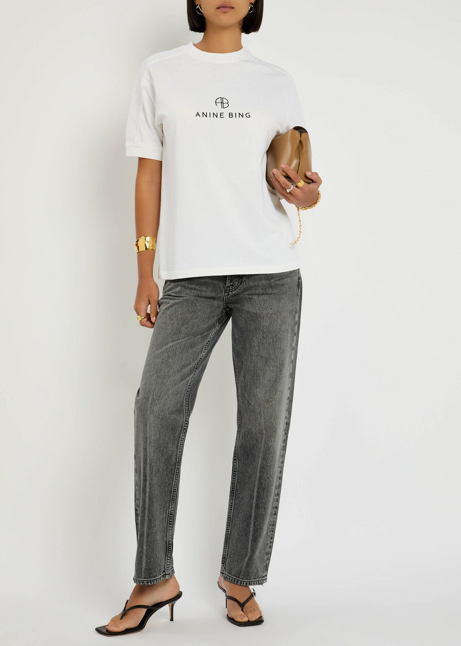 Anine Bing Jaylin Logo Cotton T-shirt White ANINE BING