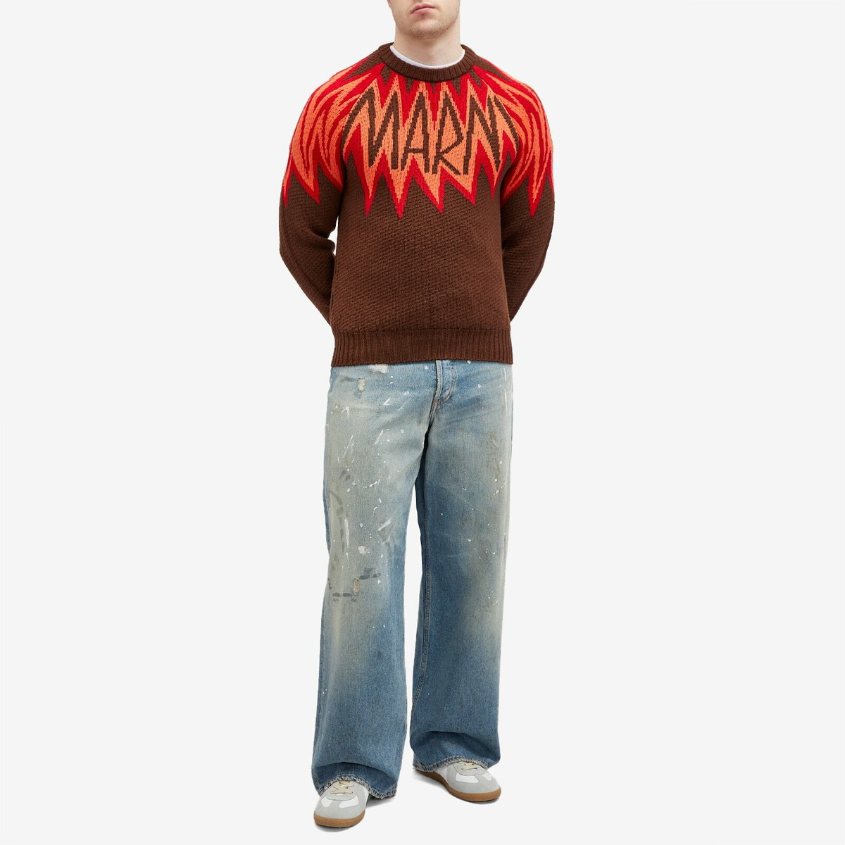 Marni Men's Fire Island Crew Sweat in Chestnut Marni