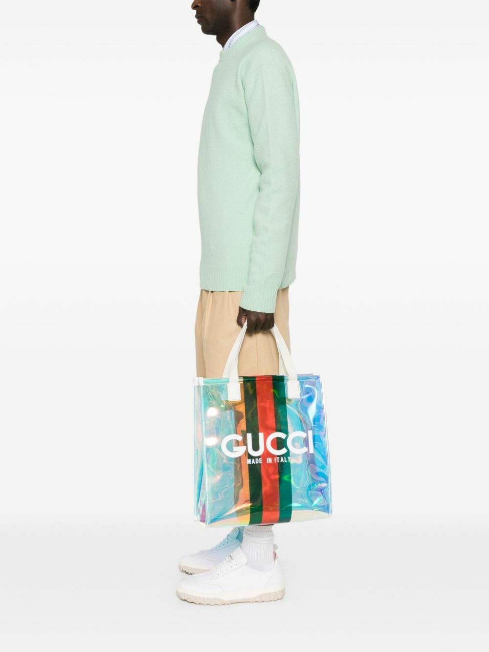 GUCCI - Logo And Web Detail Tote Bag Gucci