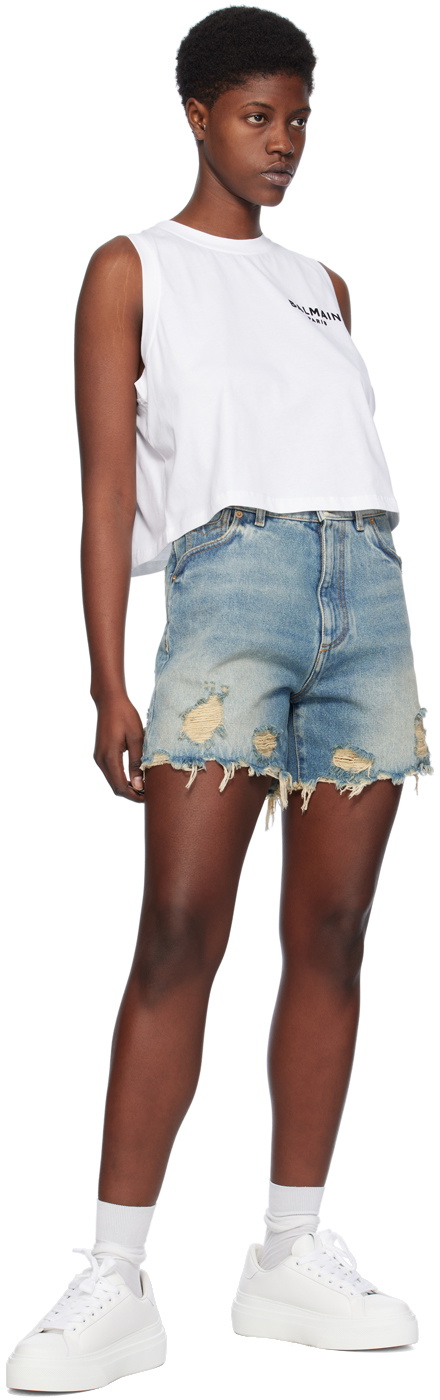 Balmain Blue Vintage Denim Shorts Balmain