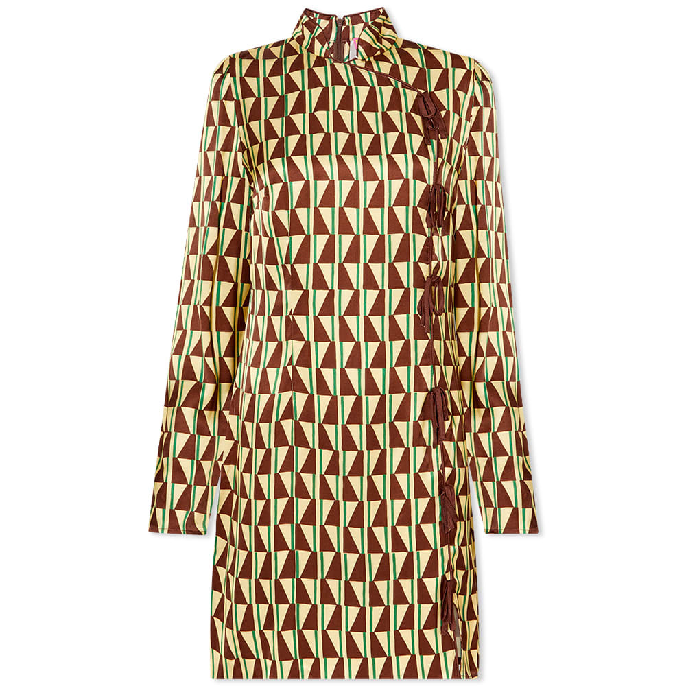 KITRI Women's Allegra Tile Print Mini Dress in Brown KITRI