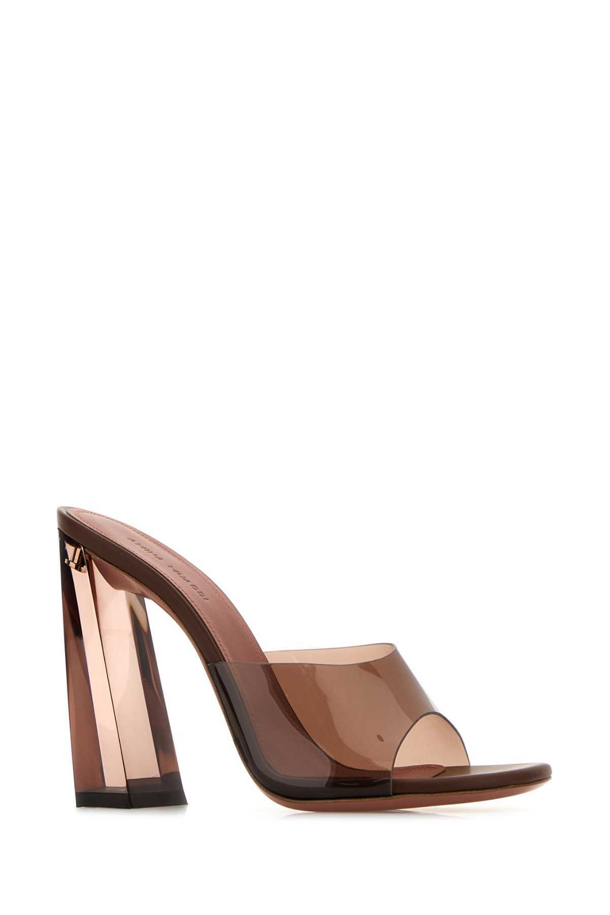 Amina Muaddi Brown Pvc Brigitte Mules Amina Muaddi
