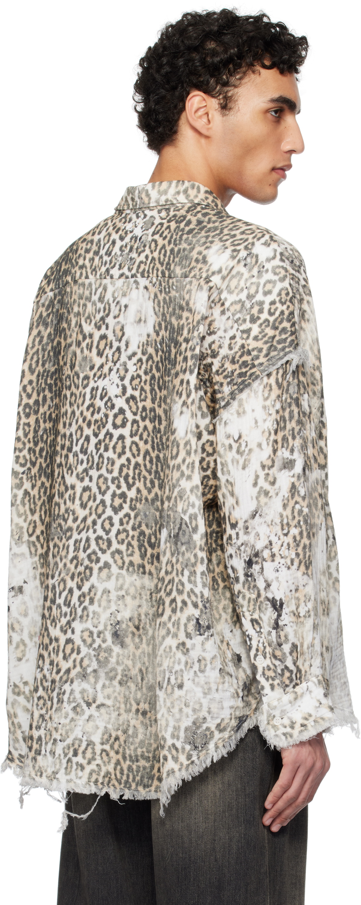 R13 Brown Shredded Seam Drop Neck Shirt R13