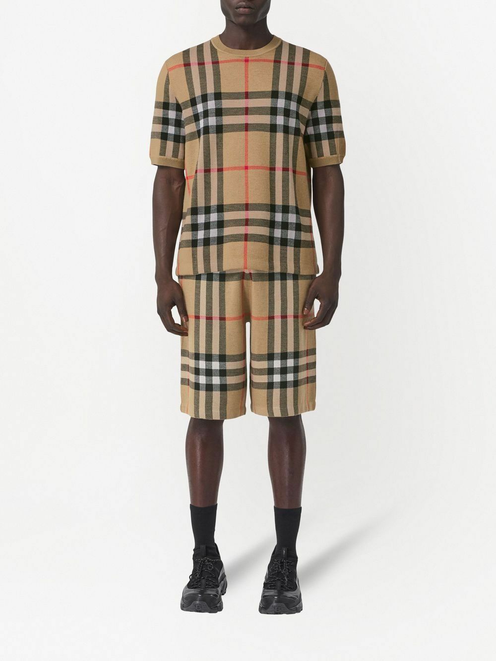 BURBERRY - Check Motif Wool T-shirt Burberry