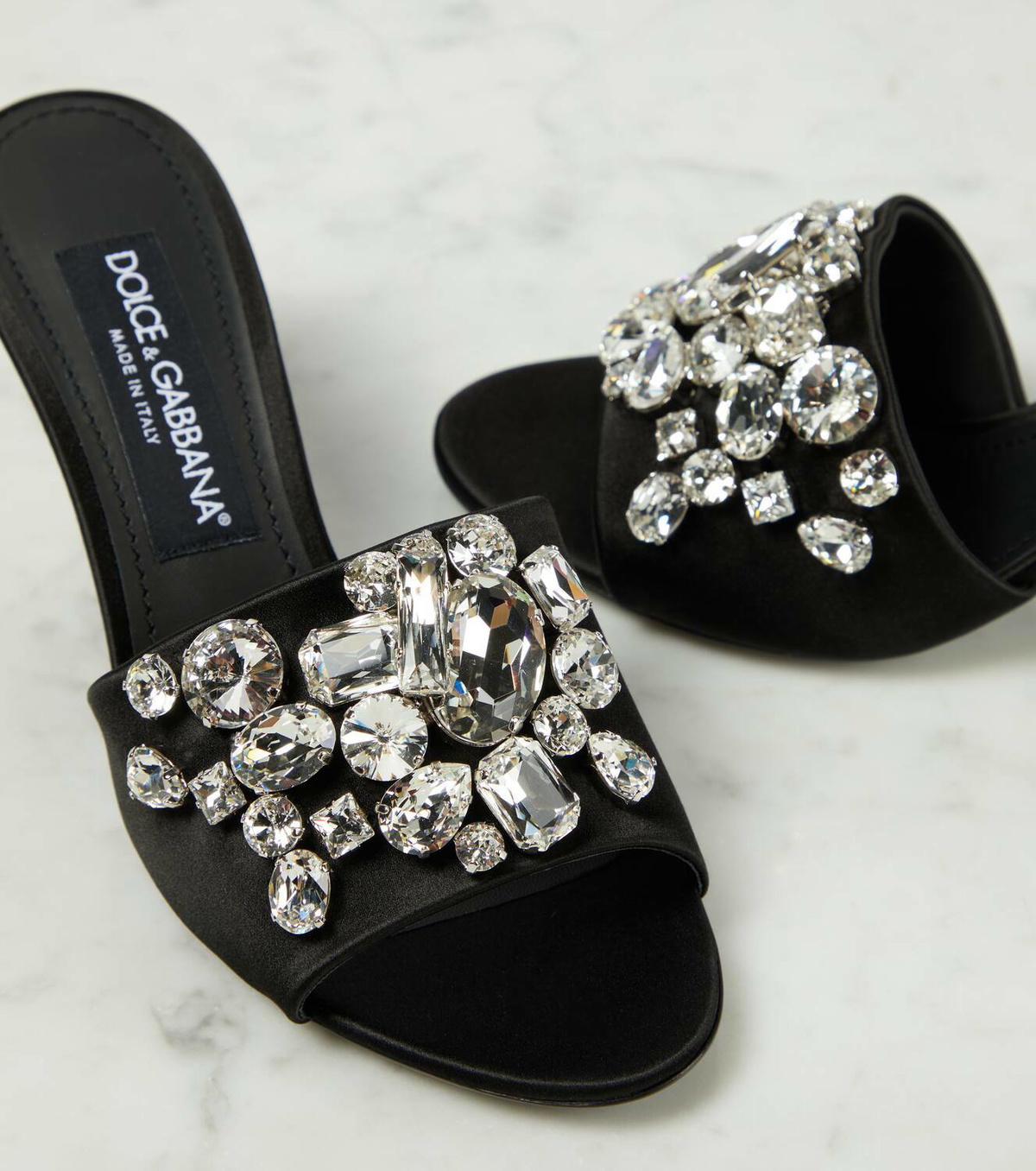 Dolce&Gabbana Crystal-embellished satin mules Dolce & Gabbana