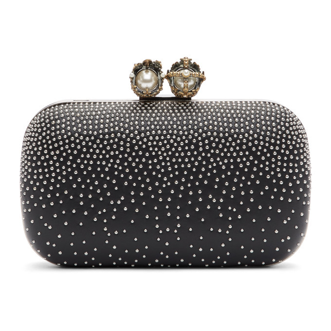 Alexander McQueen Black Embellished King and Queen Clutch Alexander McQueen