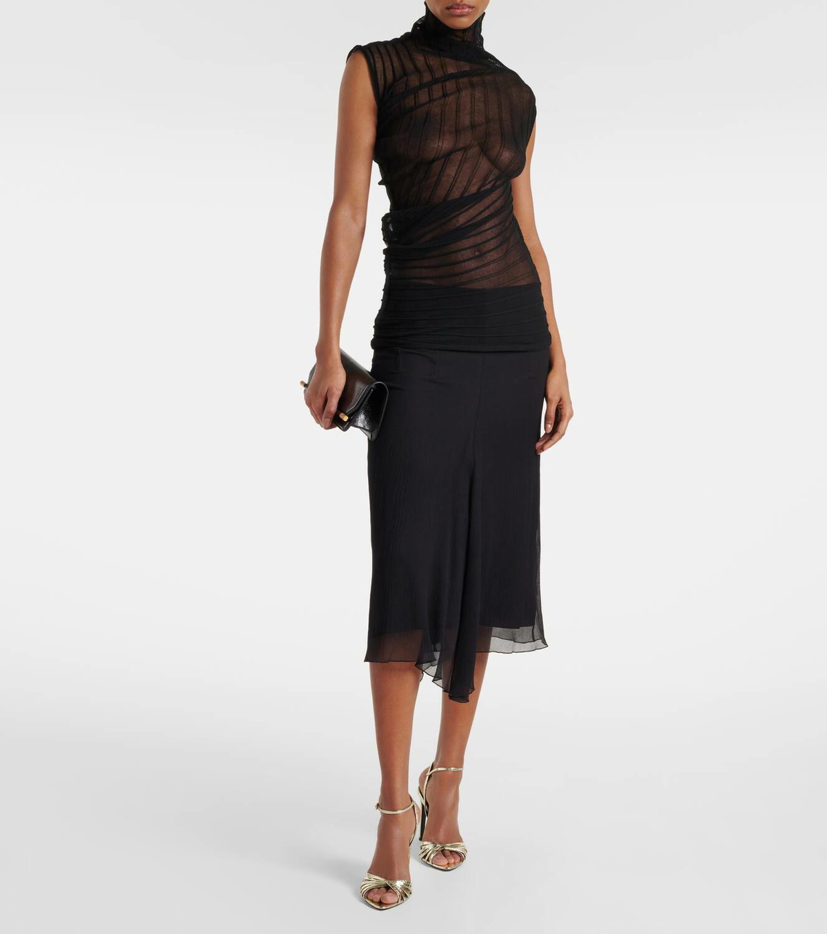 Victoria Beckham Asymmetric draped cotton-blend top Victoria Beckham