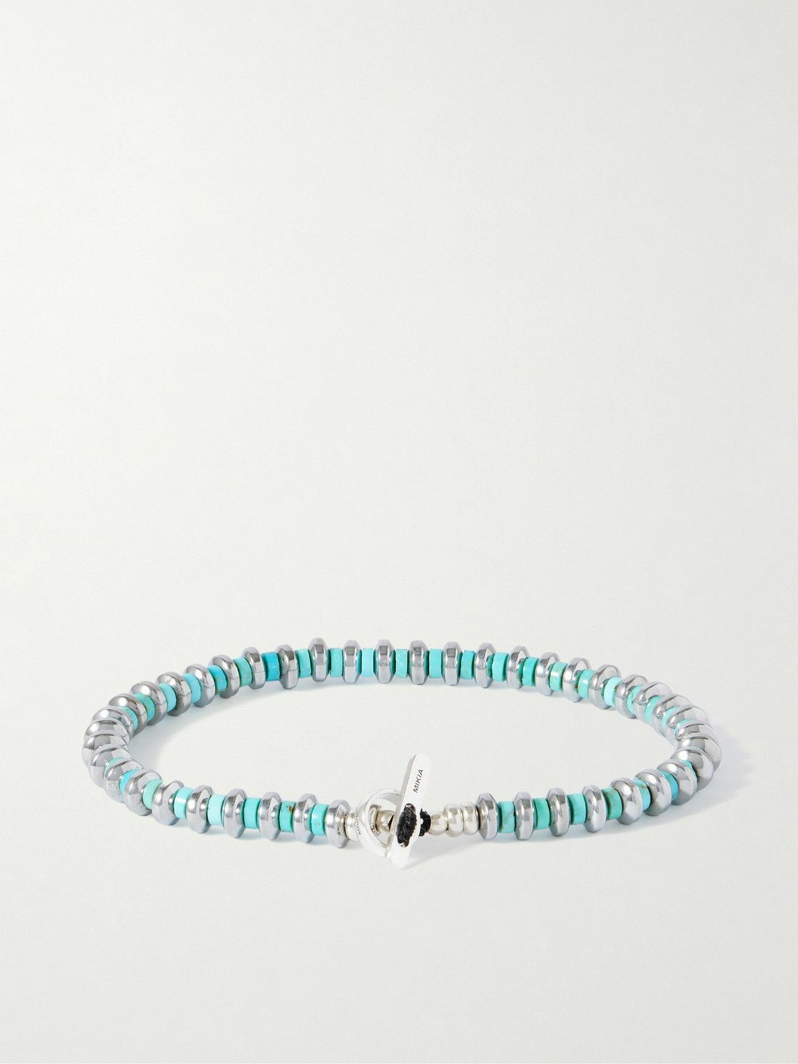 Mikia - Silver, Hematite and Turquoise Beaded Bracelet - Blue Mikia