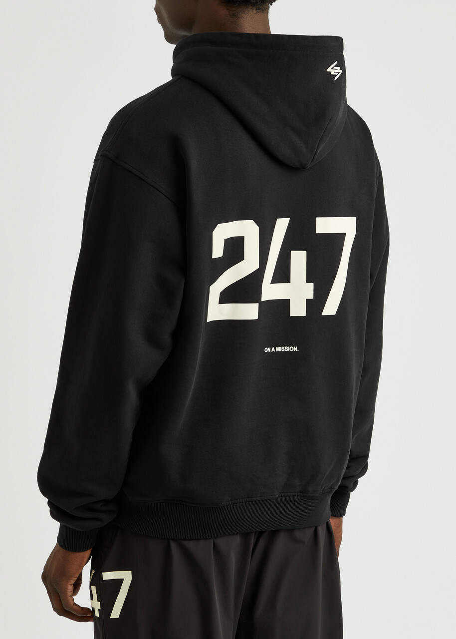 Represent 247 Printed Hooded Cotton Sweatshirt Black Represent