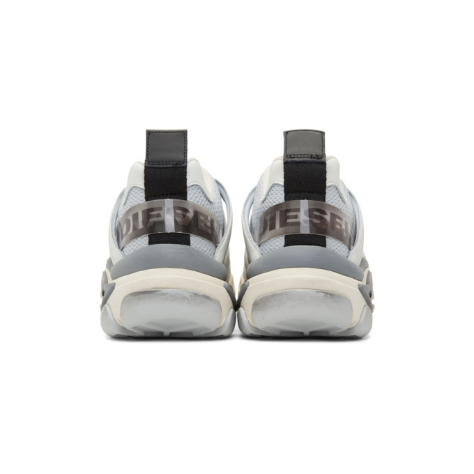 Diesel White and Grey S-Kipper Low Trek Sneakers Diesel