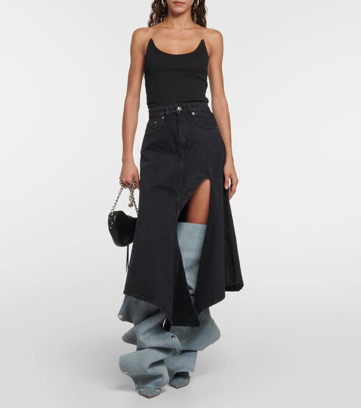 Y/Project Appliqué denim knee-high boots Y/Project