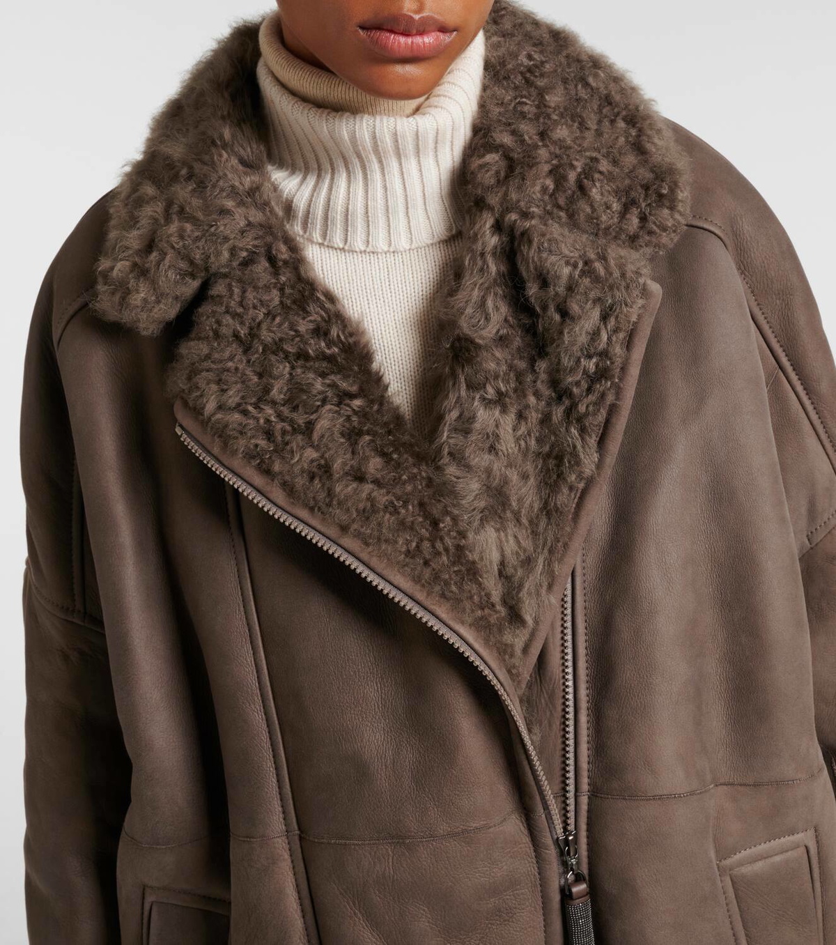Brunello Cucinelli Shearling-lined leather coat Brunello Cucinelli
