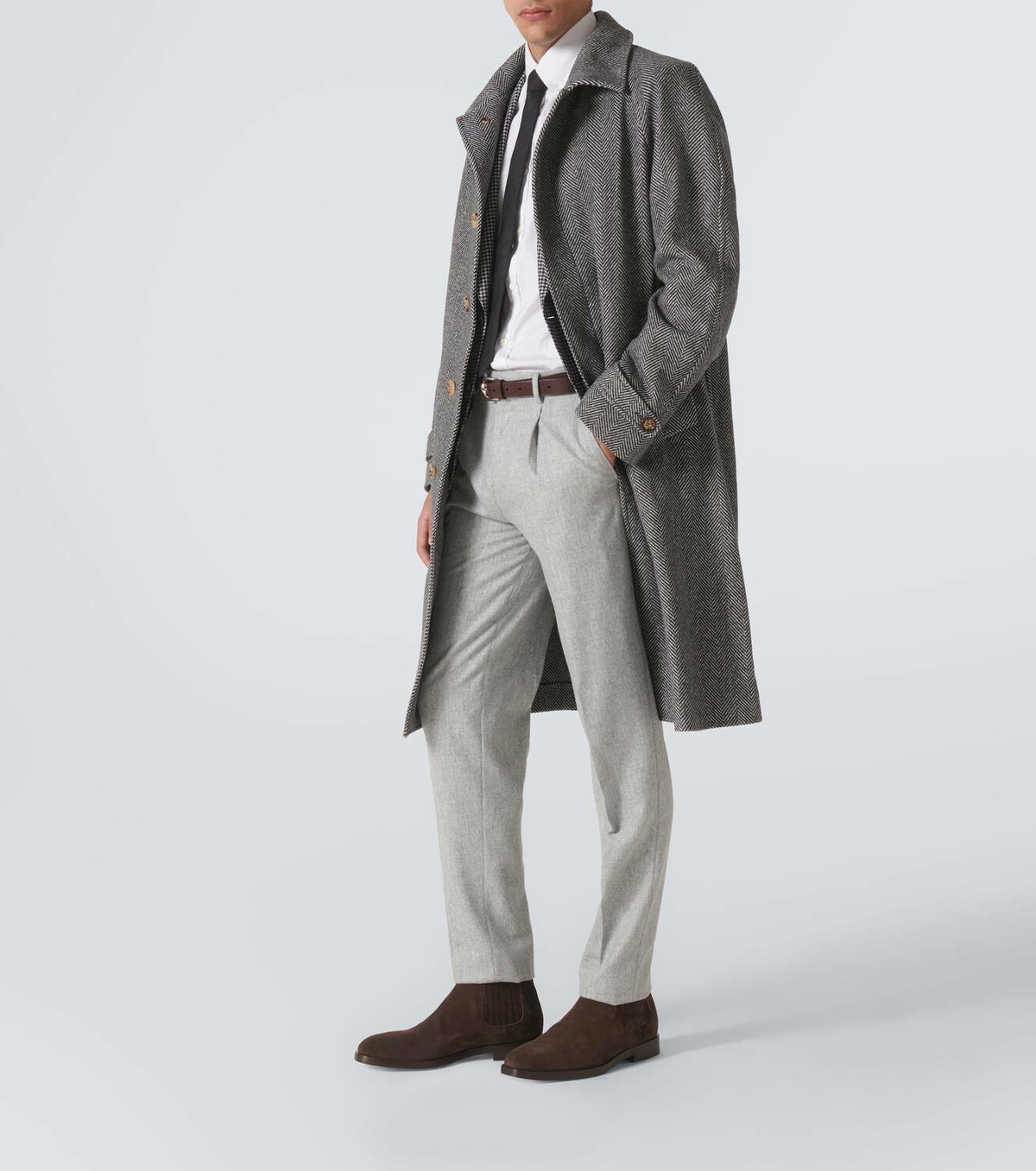 Brunello Cucinelli Herringbone wool and silk-blend coat Brunello Cucinelli