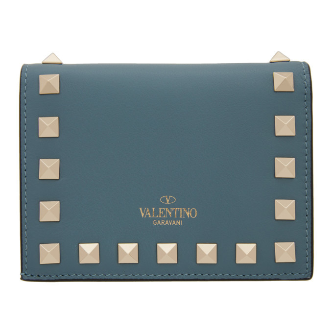 Valentino Blue Valentino Garavani Small Rockstud Wallet Valentino Garavani