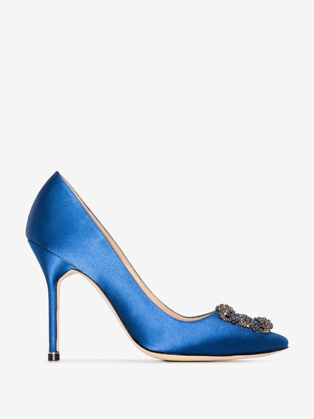 Manolo Blahnik Blue Hangisi 105 Satin Pumps Manolo Blahnik