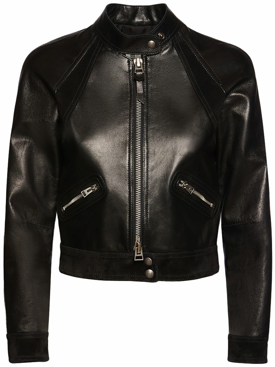 TOM FORD - Leather & Suede Zipped Crop Biker Jacket TOM FORD