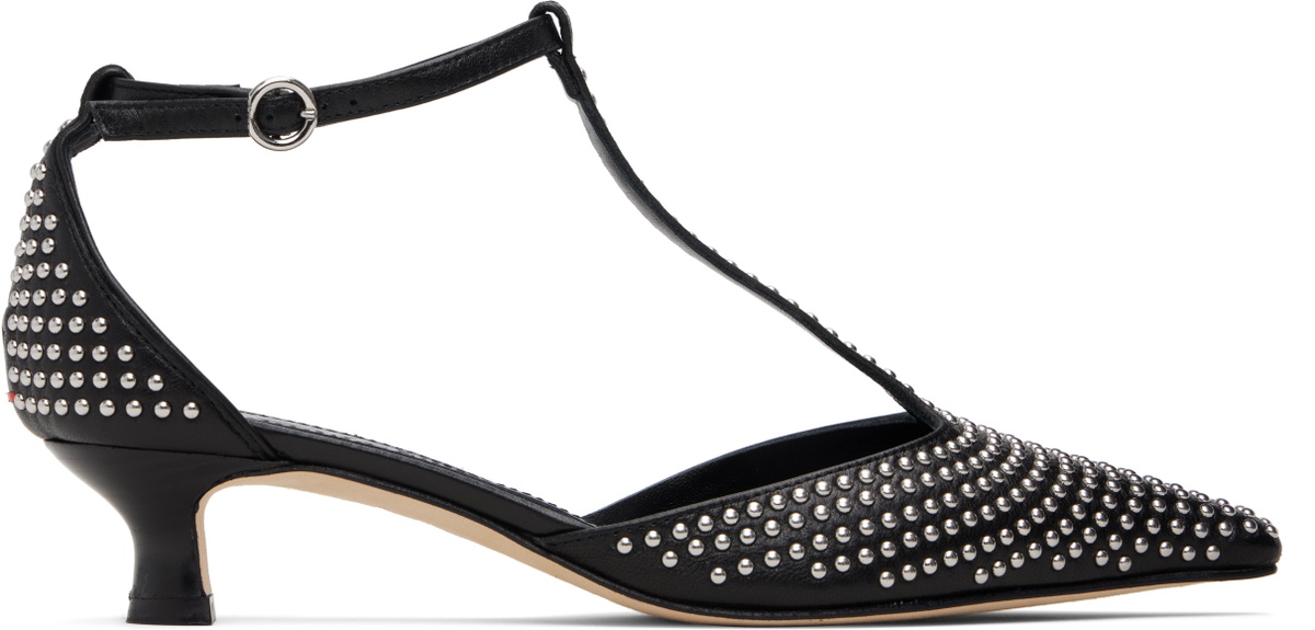 Aeyde Black Liz Mini Stud Leather Heels Aeyde