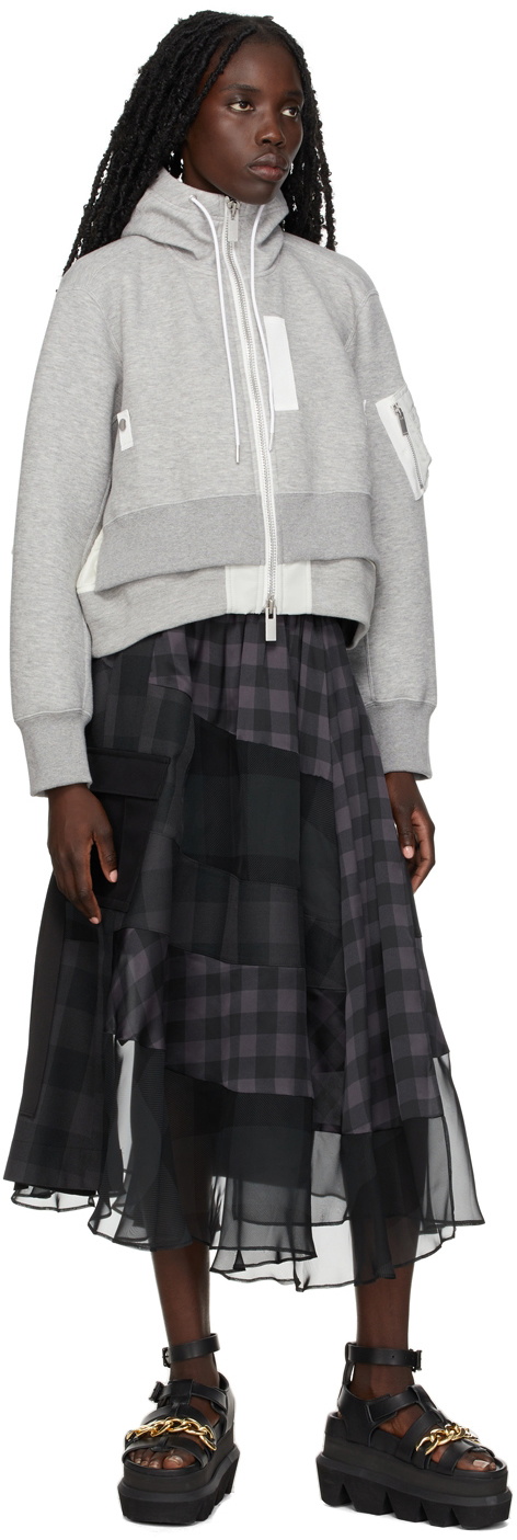 Sacai Grey Sponge Zip-Up Hoodie Sacai