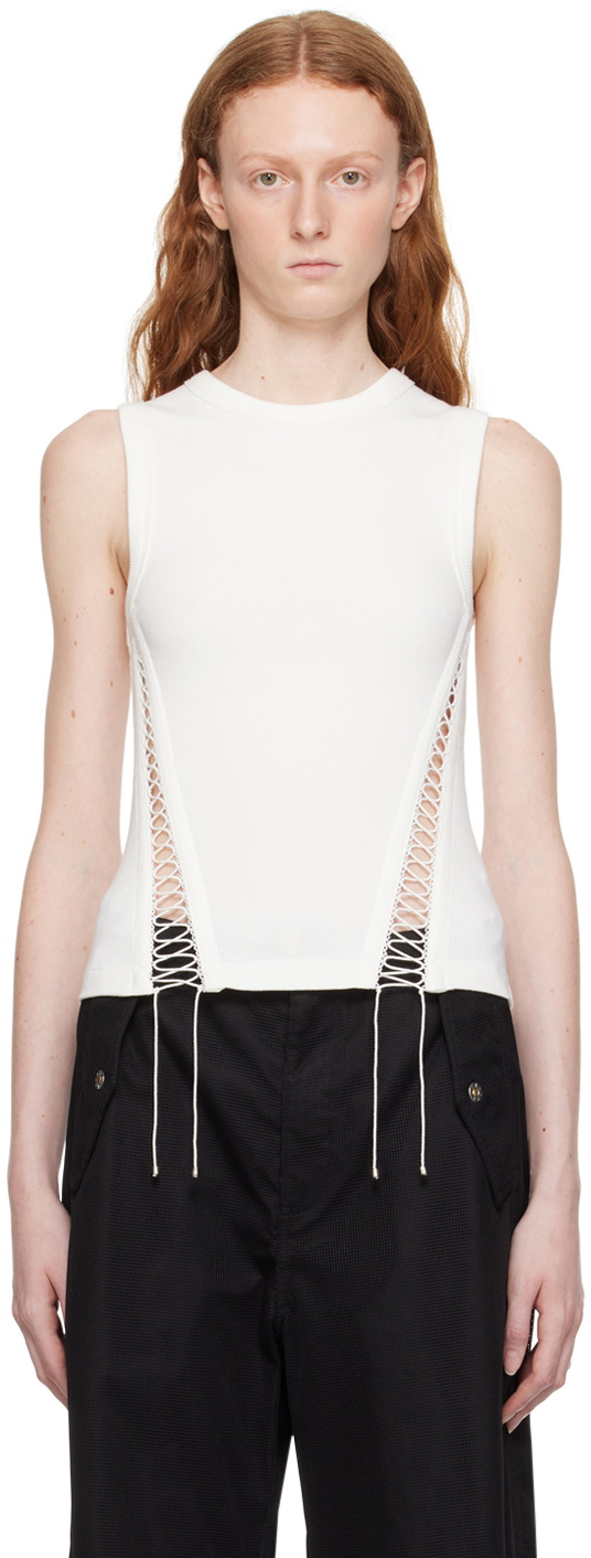 Dion Lee White Ribbed Tank Top Dion Lee