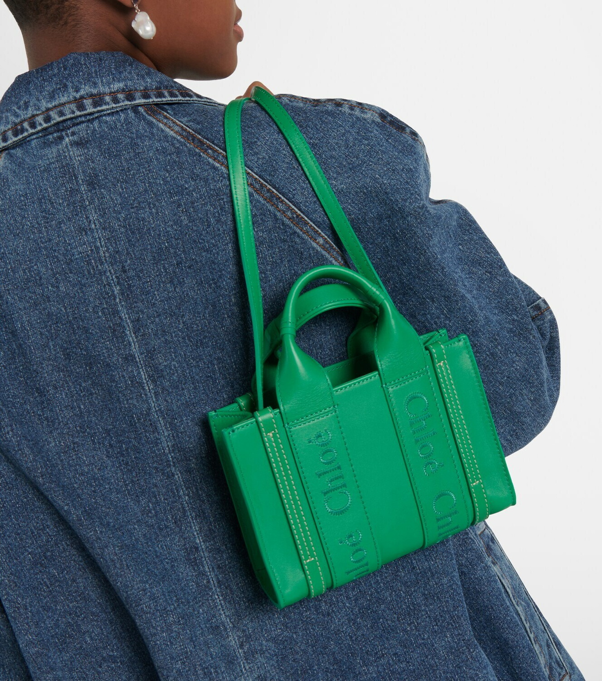 Chloe - Woody Mini leather tote bag Chloe