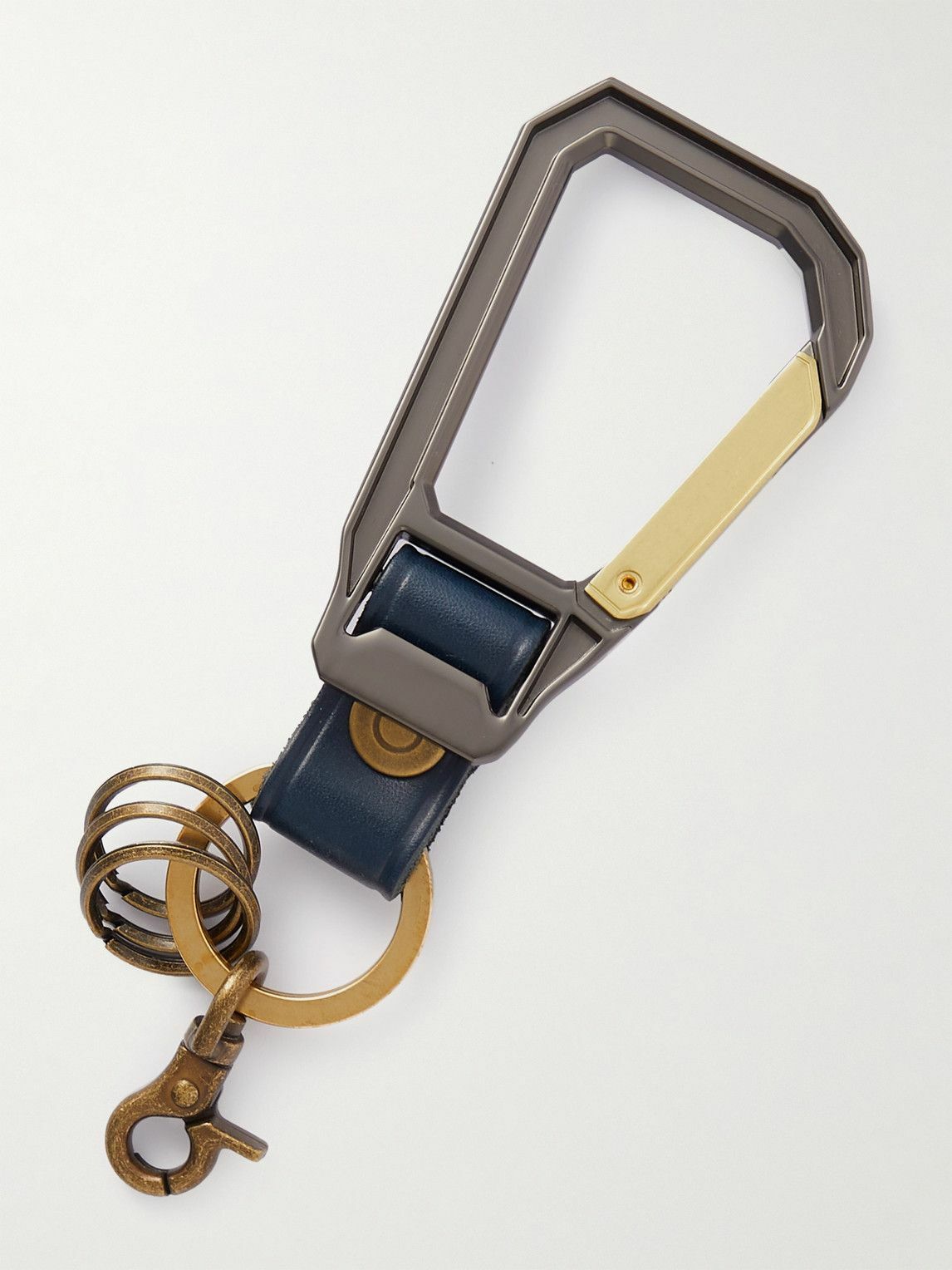 Master-Piece - Leather-Trimmed Gold and Silver-Tone Metal Key Ring ...