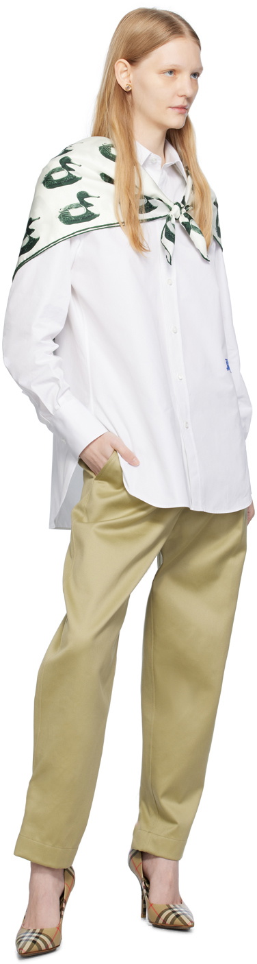 Burberry Green & White Duck Print Scarf Burberry