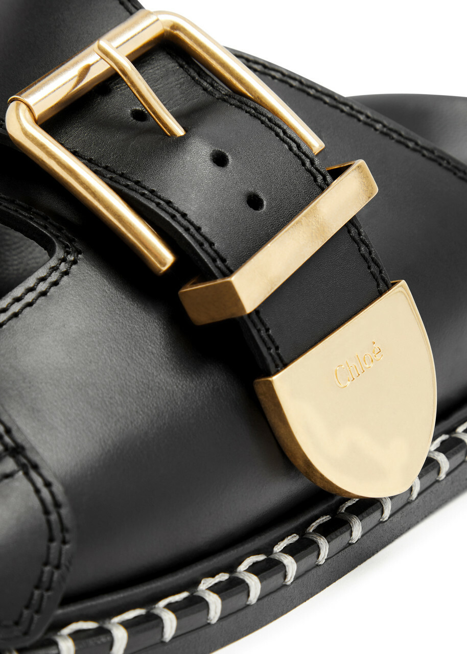 Chloe Rebecca Leather Sliders Black Chloe