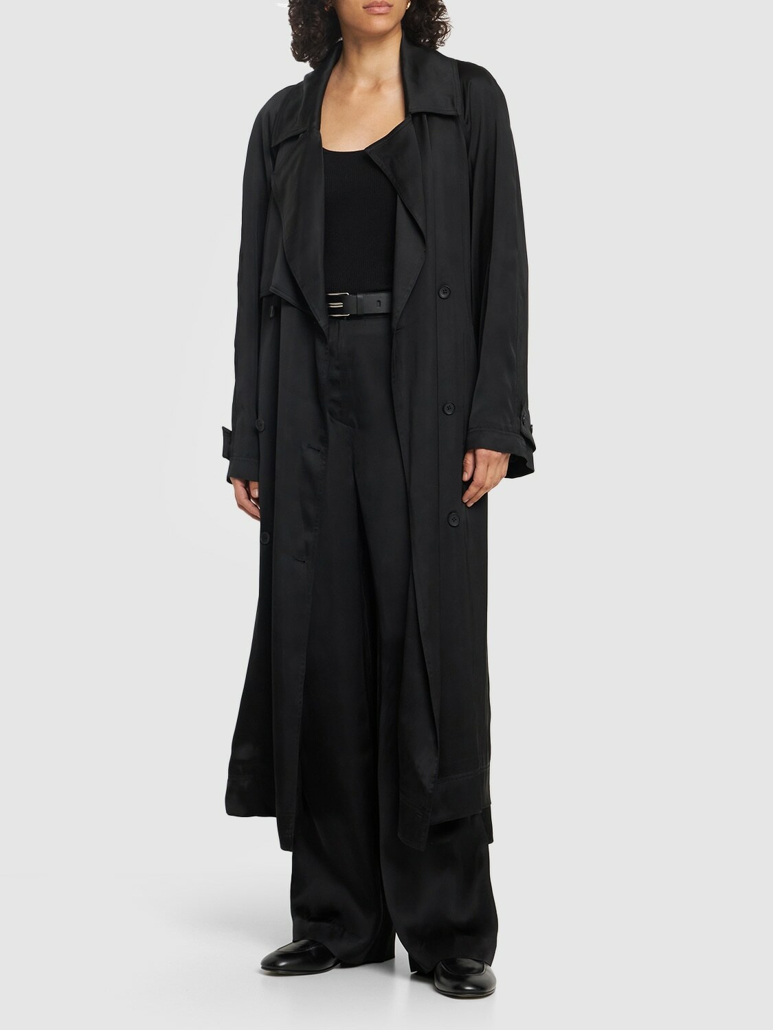 LOULOU STUDIO Lonna Double Breast Viscose Trench Coat Loulou Studio