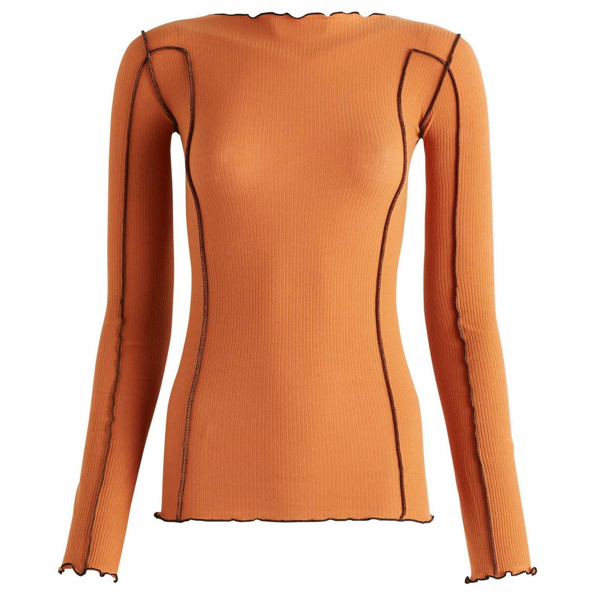 Baserange Women's Omato Long Sleeve Top in Black/Orange Baserange