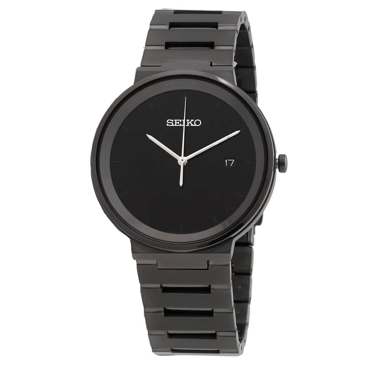 Seiko Essentials Quartz Black Sunray Dial Mens Watch SUR487 Seiko