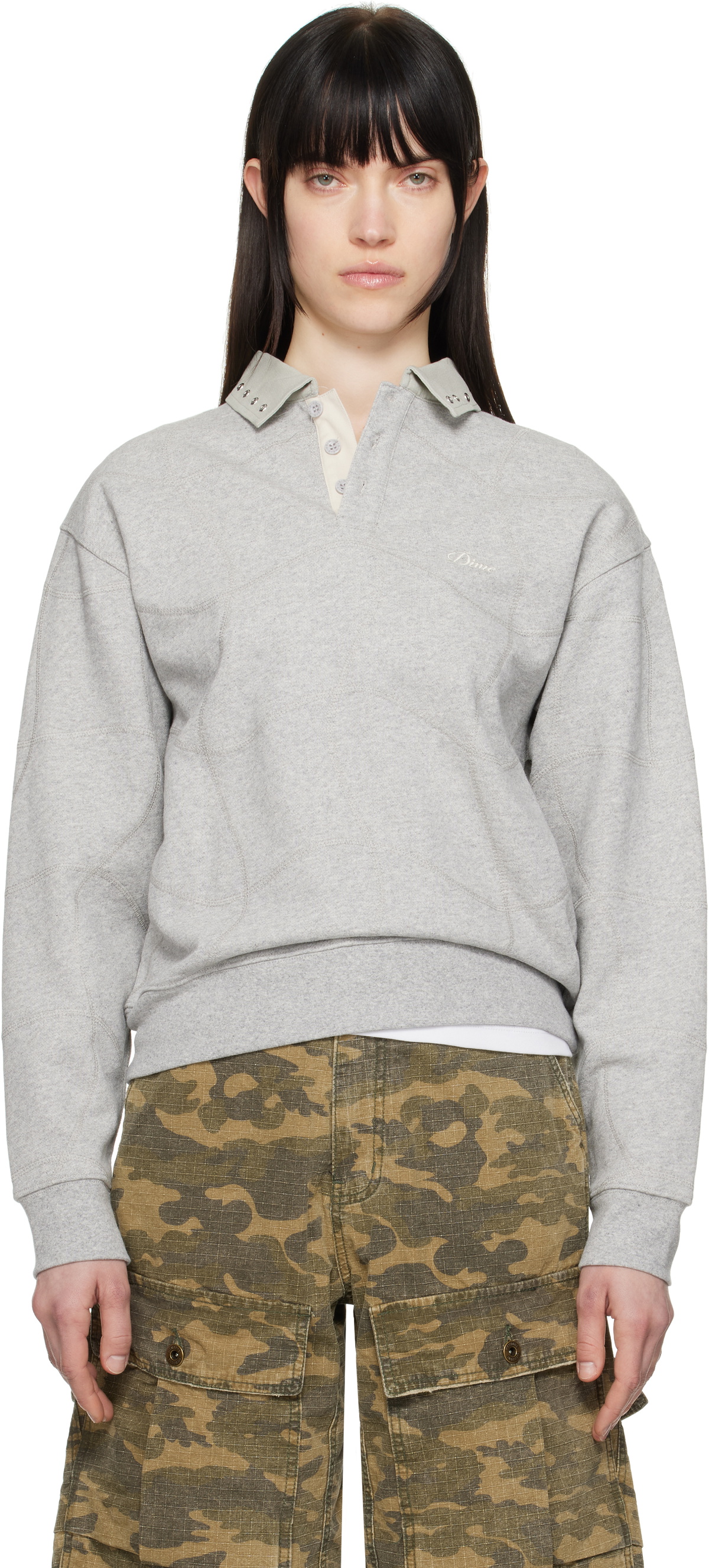 Dime Gray Wave Rugby Polo Dime