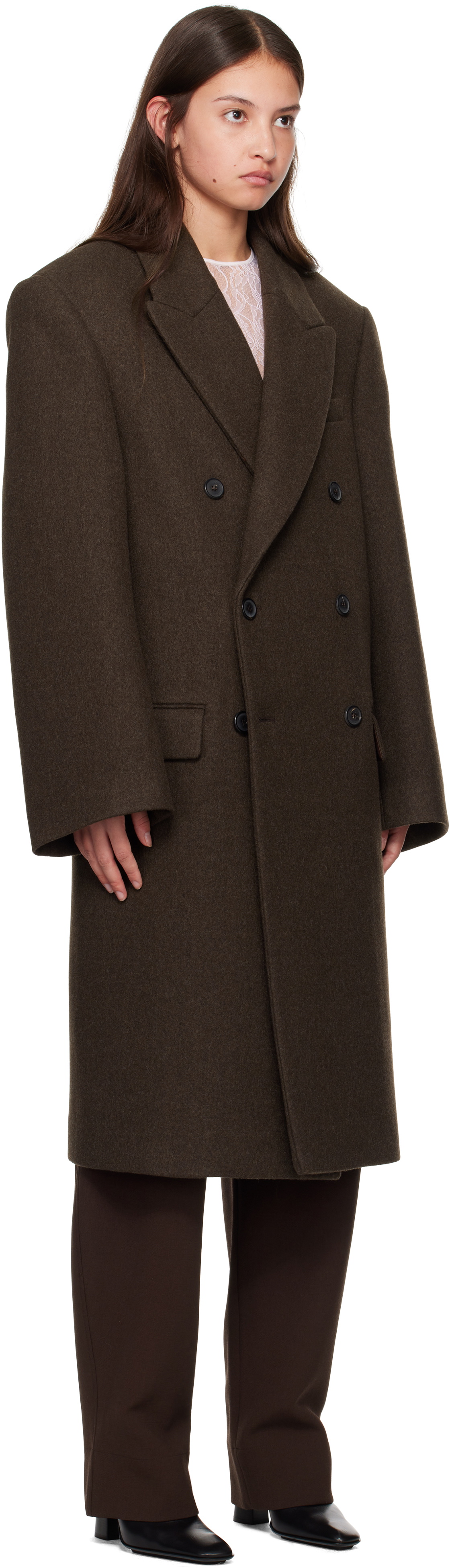 WARDROBE.NYC Brown Hailey Bieber Edition HB Coat WARDROBE.NYC